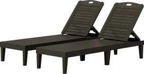 Outsunny 2-dílný sluneční lehátko odolné vůči počasí s 4-stupňovým nastavitelným opěradlem a nosností až 120 kg, venkovní skládací lehátko pro zahradu