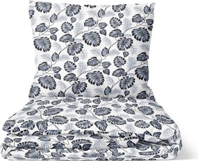 Krepové prodloužené povlečení Monstera - šedomodré Velikost: 140 x 220 + 70 x 90