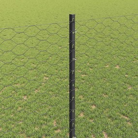 Hexagonální plot s podpěrou 10 x 1,4 m Ocel potažená PVC Šedá 3336831