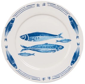 Porcelánový dezertní talíř  s rybkami  Fish Blue - Ø 20*2 cm