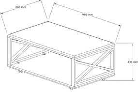 Konferenční stolek YUSO 42,5x98 cm borovice