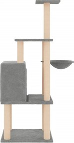 Škrabadlo pro kočky se sisalovými sloupky světle šedé 132 cm 171727