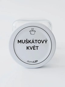 Samolepka na kořenky MUŠKÁTOVÝ KVĚT průhledná 5 cm tučné písmo