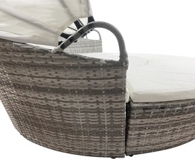 Zahradní ratanová postel/set, 2v1, šedá/krémová, LEKO