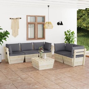 vidaXL 6dílná zahradní sedací souprava z palet + podušky smrkové dřevo [3063520] Barva: antracitová