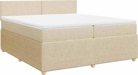 Box spring postel s matrací krémová 200x200 cm textil 3287561