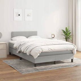 Box Spring Postel S Matrací Textil Světle Šedá Hladké s hřebíky 120 x 200