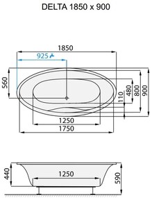 Santech DELTA 185 x 90 cm SADEL185 vana akrylátová
