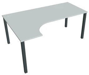Stůl ergo oblouk pravý 180×120/80 cm - Hobis Uni UE 1800 P Dekor stolové desky: šedá, Barva nohou: černá