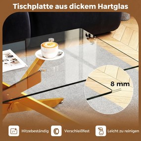 Costway Konferenční stolek z tvrzeného skla Obdélníkový – – 120 × 60 × 45,5 cm