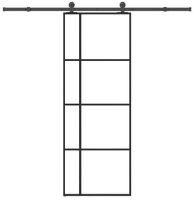 Posuvné dveře s kováním 76x205 cm ESG sklo a hliník 3332911
