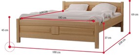 Expedo Vyvýšená postel ANGEL + pěnová matrace DE LUX 14 cm + rošt ZDARMA, 180 x 200 cm, přírodní-lak