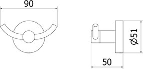 Mexen Remo, 2-háček na ručníky, měděná matná, 70507352-66