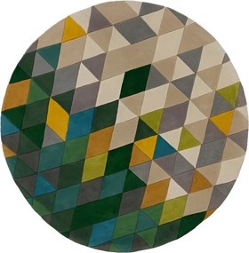 Flair Rugs, Ručně všívaný kusový koberec Illusion Prism Green/Multi kruh, 160x160 (průměr) kruh, vícebarevná, ložnice