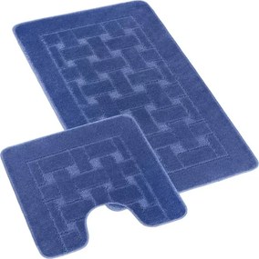 Bellatex koupelnové předložky SADA BANY 60x100 + 60x50 cm s výkrojem Obdélník Modrá