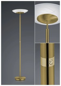 LED stojací lampa Findus, 1 zdroj starožitná mosaz