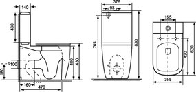 Sapho Imala WC kombi 35,5 x 83 x 62 cm Vortex Rimless spodní/zadní odpad keramika bílá PC107V