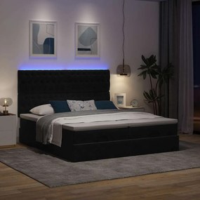 Osmanský rám postele s matrací černý 200x200cm samet 3314647