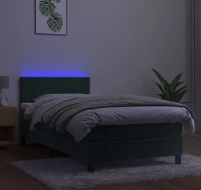 vidaXL Box spring postel s matrací a LED 90x200 cm samet [3134444] Barva: Růžová