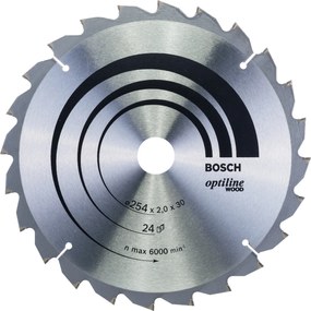 BOSCH Pilový kotouč Optiline Wood, 254x2,5/1,8 mm 2.608.640.437 Dostupné varianty: Pilový kotouč Bosch Optiline Wood 254x30 mm/24z.