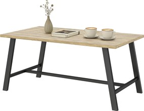 Outsunny venkovní konferenční stolek, obdélníkový kovový stolek s deskou v dekoru dřeva, do interiéru i exteriéru, zahrada, balkon, 100 x 55 cm, hnědý