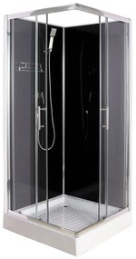 SAVANA - Sprchový kout LIZA BLACK, čtvercový, 80 x 80, chromový profil, průhledné sklo, zadní strana černá, vanička, bez stříšky