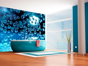 Fototapeta Modrá voda s bublinami - geometrické tvary na rozmazaném pozadí