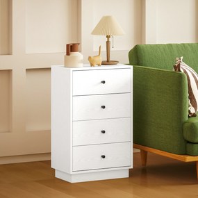 HOMCOM Úzká komoda se 4 šuplíky - Moderní dresser do ložnice 47x29x75 cm Bílá