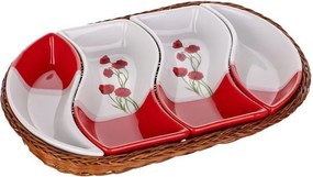 Keramická servírovací miska 4dílná oválná Máky, BANQUET
