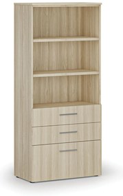 Kancelářská skříň s kombinovanými zásuvkami PRIMO WOOD, 800 x 420 x 1781 mm, dub přírodní