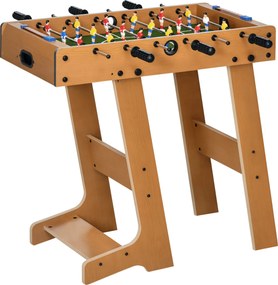 Skládací fotbalový stůl HOMCOM pro děti a dospělé, dřevěný fotbalový stůl 69x37x70 cm s 2 míčky, 6 madly, 2 ukazateli skóre, 18 hráči pro rodinné osla