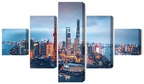 Vícedílný obraz Panorama Šanghaje V Noci Nedostatek Nedostatek Plátno Canvas 200x120