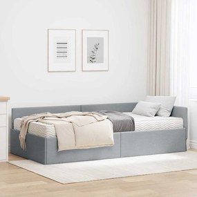 Rohový rám postele s matrací Jiný 2 ks Světle šedá textil 3393605