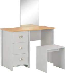 vidaXL Toaletní stolek se zrcadlem a stoličkou šedý 104 x 45 x 131 cm [283744]