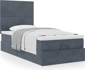 Osmanský rám postele s matracemi tmavě šedá 80x200cm samet 3313362