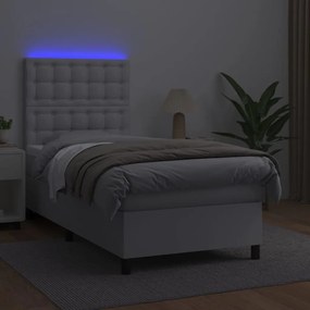 Box spring postel s matrací a LED bílá 80 x 200 cm umělá kůže 3135910