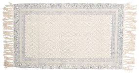 Krémový bavlněný koberec s šedými ornamenty - 70*120 cm