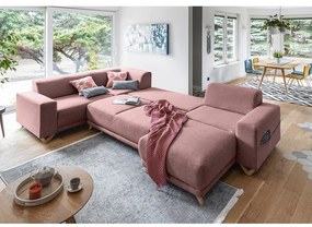 Růžová rozkládací/s úložným prostorem rohová pohovka (levý roh/do "U") Classy Sophie – Miuform