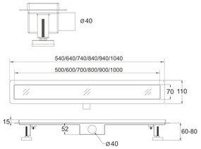 Mereo odtokový sprchový žlab 60 cm vč. roštu TILE nerez CZ130