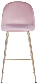 Sada 2 sametových růžových barových židlí ARCOLA Beliani