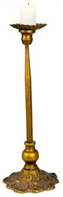 Kovový zlatý svícen s patinou Olympe -Ø 14*40 cm – 14x40 cm