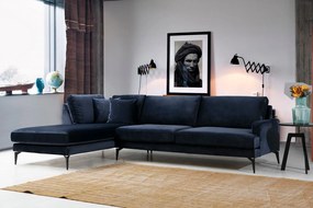 Designová rohová sedačka Fenicia 283 cm tmavě modrá - levá