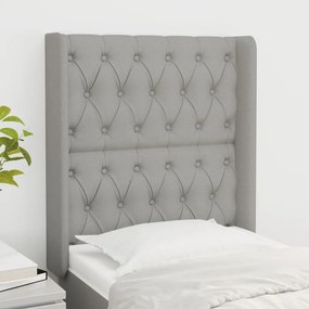 Čelo postele typu ušák světle šedé 83x16x118/128 cm textil 3119890