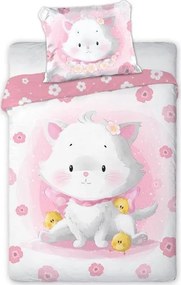 Dětské bavlněné povlečení do postýlky 135x100 cm CUDDLES - Kočička