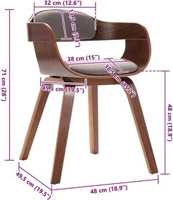 Jídelní židle taupe ohýbané dřevo a textil 327334