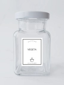 Samolepka na kořenky VEGETA bílá 3 × 4 cm základní písmo