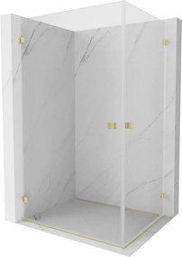 Mexen Lunar-B Duo, výklopný sprchový kout 95 x 80 cm, 8mm čiré sklo, zlatý matný profil, 832-095L-080P-55-00