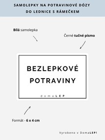 BEZLEPKOVÉ POTRAVINY - Samolepka s rámečkem na dózy do lednice, 6 x 4 cm