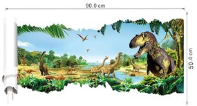 Živá Zeď Samolepka Dinosauři a Tyranosauři