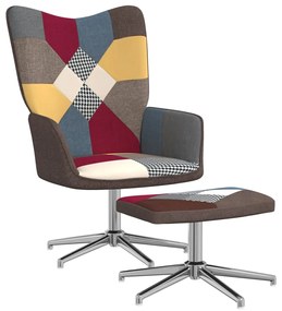 Relaxační křeslo se stoličkou patchwork textil,  328190 HangarStore.cz